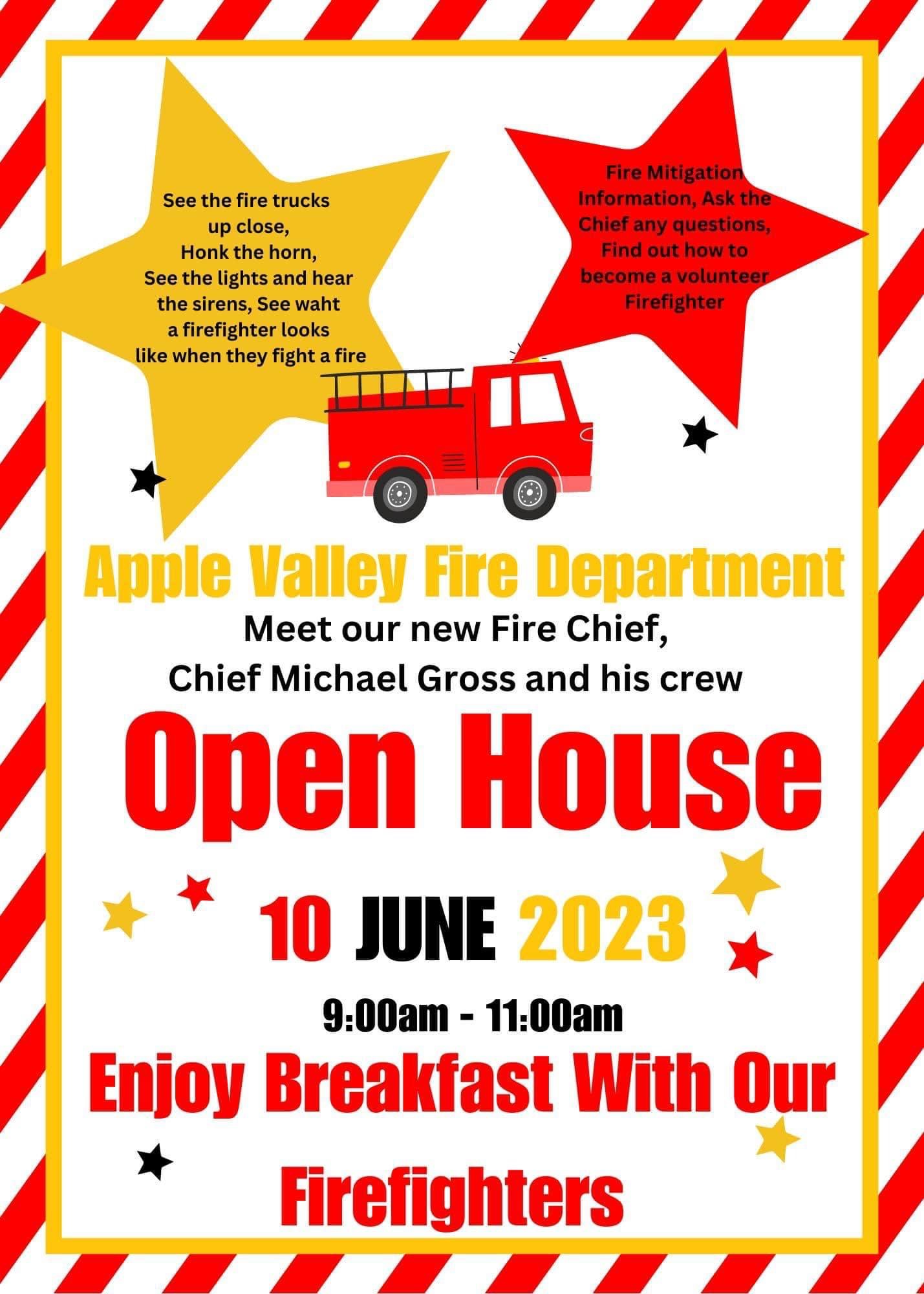 Open House for Fire Department, Saturday, June 10, 2023 - 9:00am to 11 ...